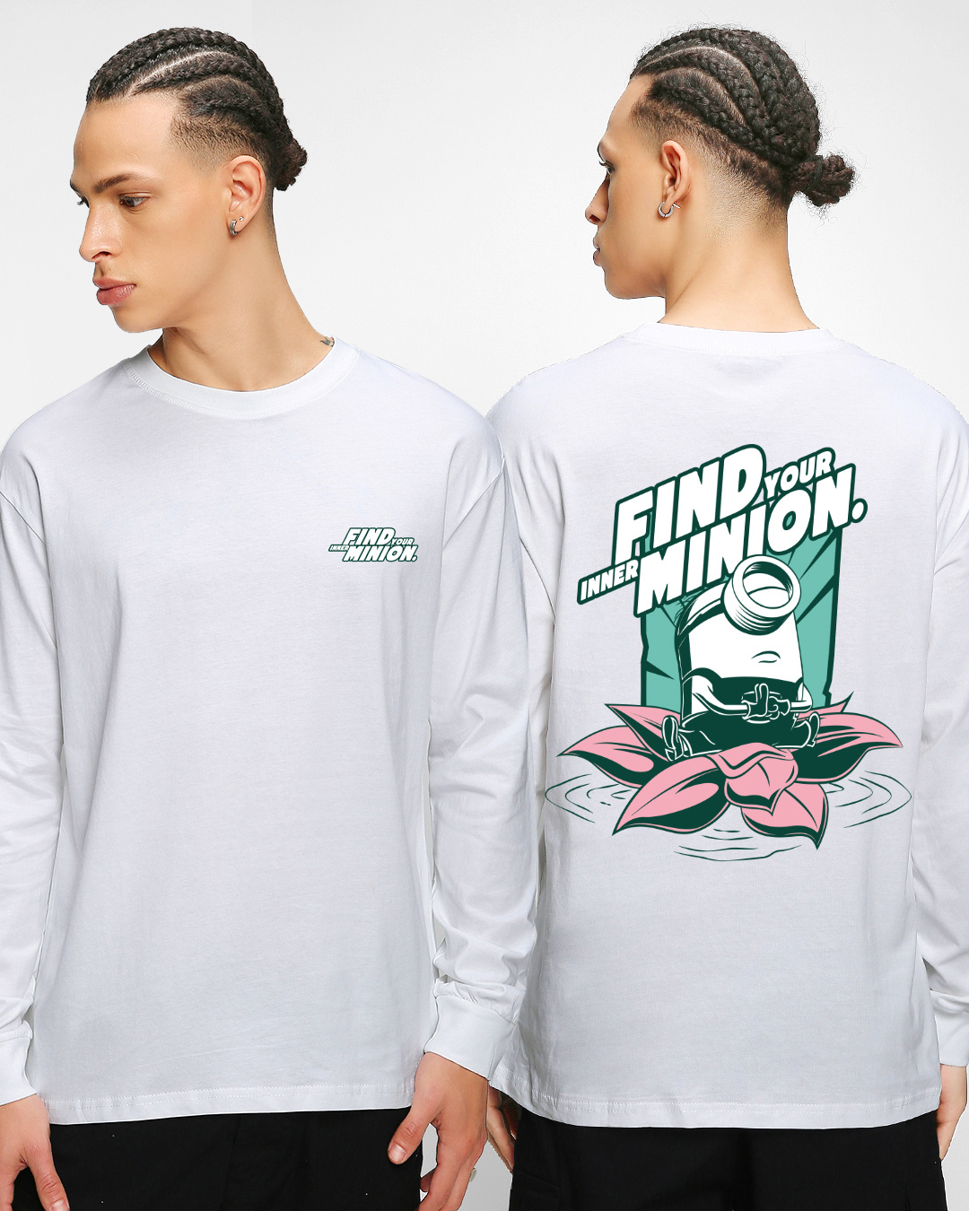 Buy Men's White Find Your Inner Minion Graphic Printed Oversized T ...