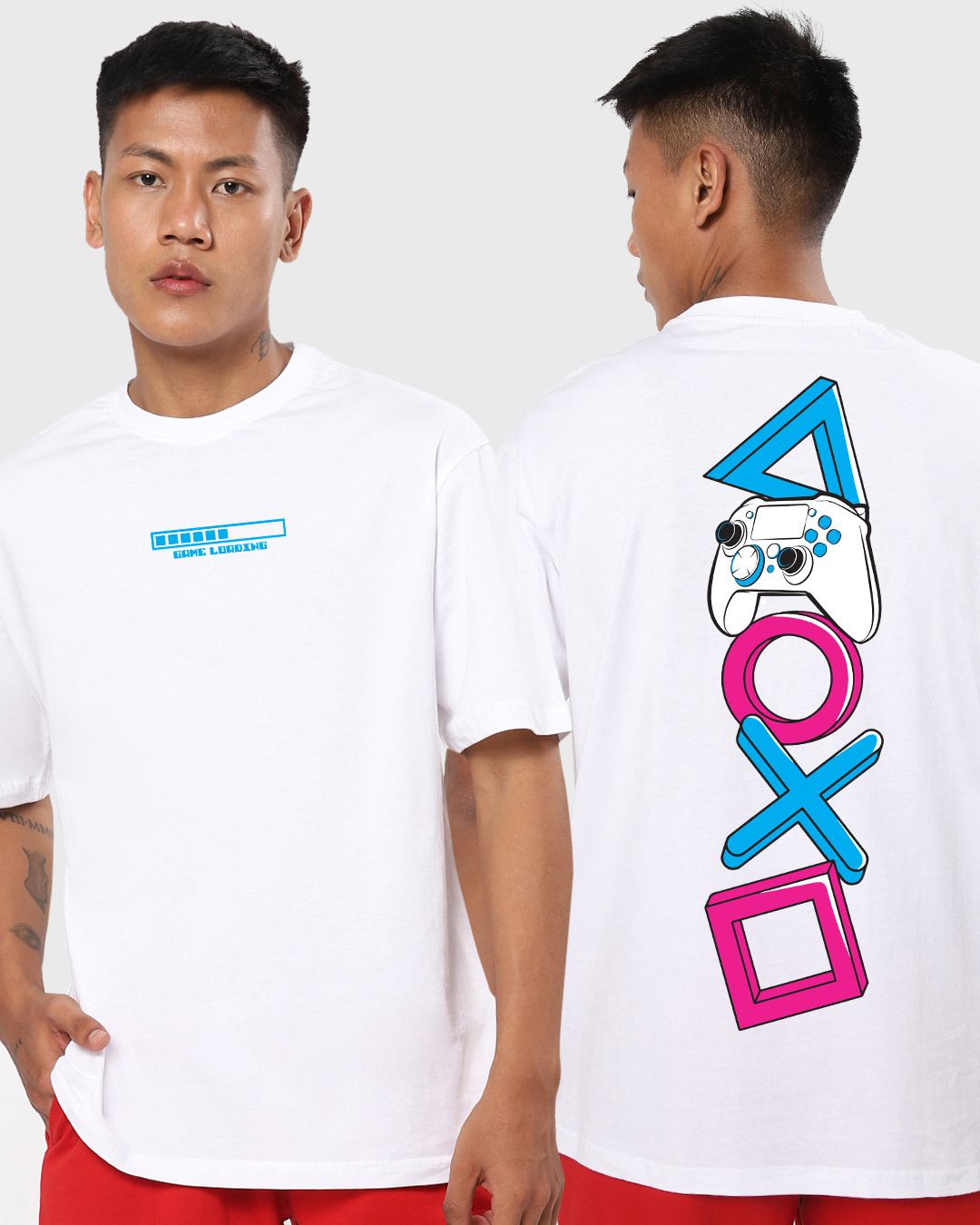 Buy Men's White Gamer Loading Printed Oversized T-shirt Online at Bewakoof