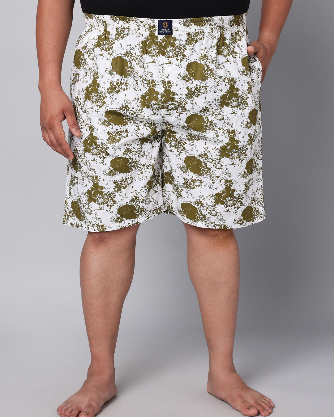Buy Men's White & Green All Over Printed Plus Size Boxers Online in ...