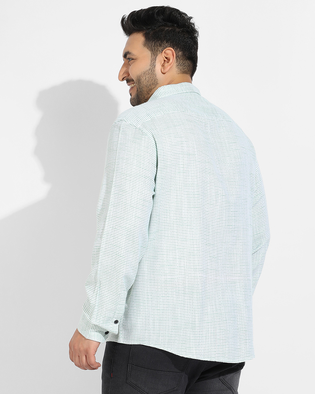 Buy Mens White And Green Striped Oversized Shirt Online At Bewakoof