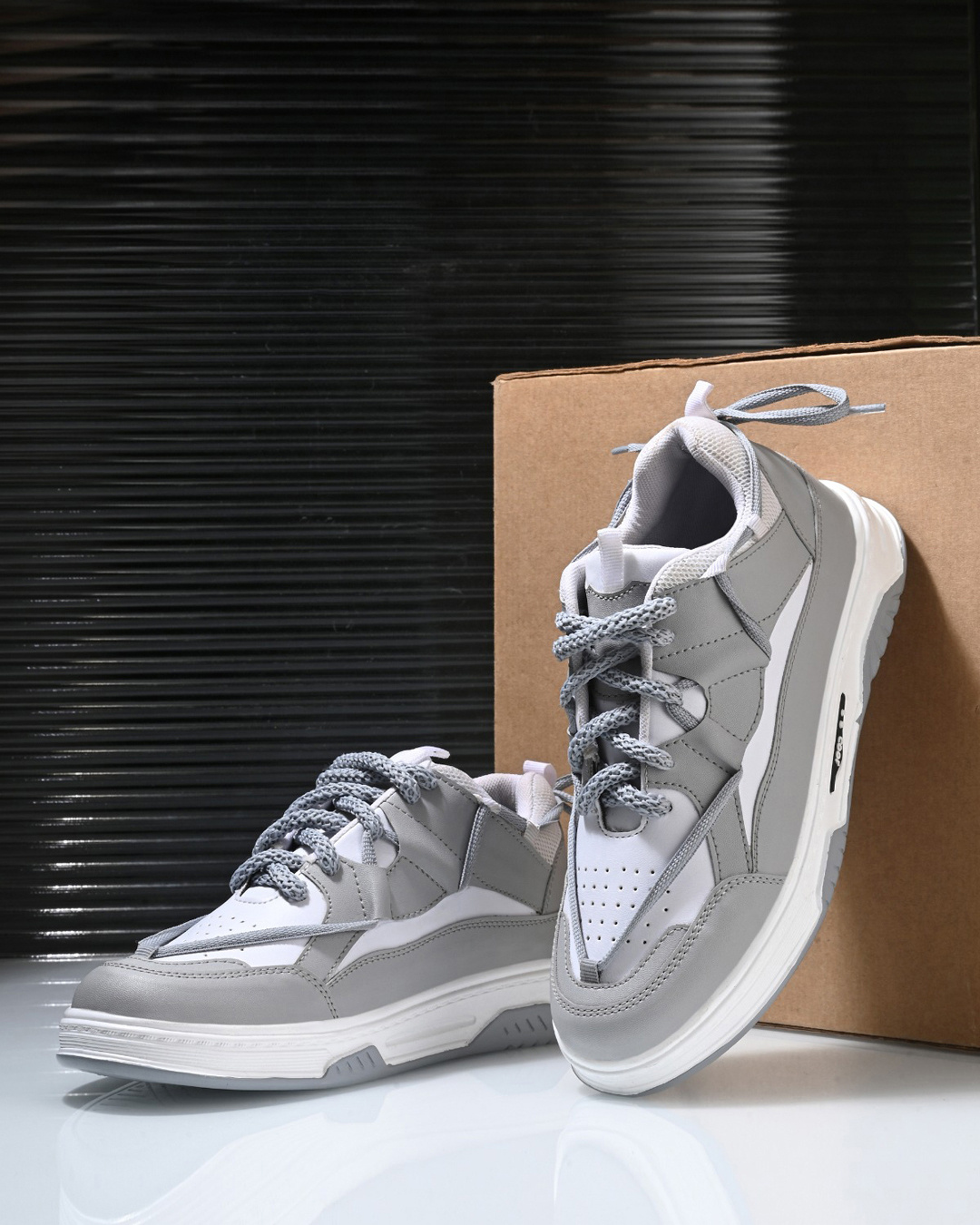 Buy Men's White & Grey Color Block Sneakers Online in India at Bewakoof