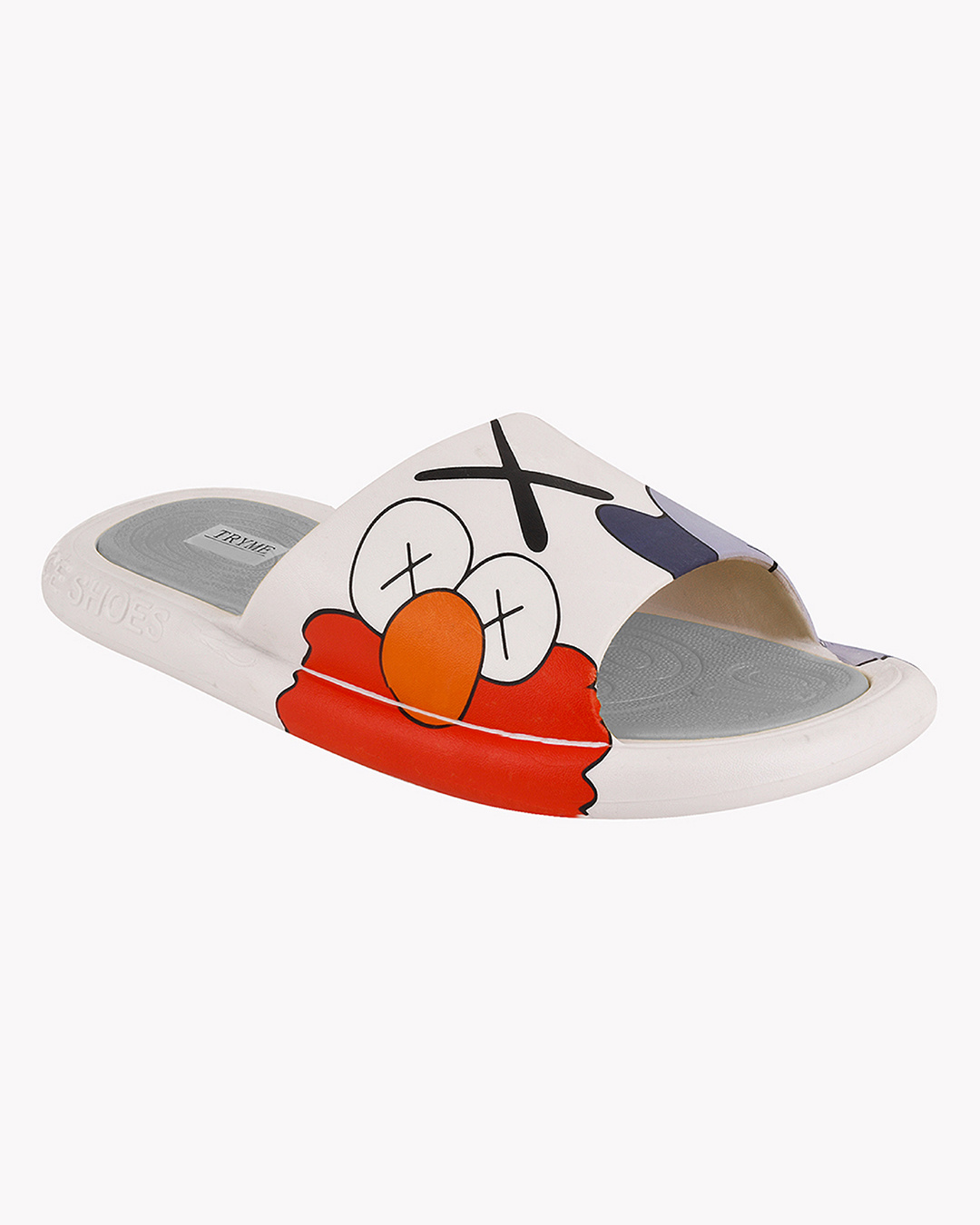 Buy Men's White & Grey Printed Sliders Online in India at Bewakoof