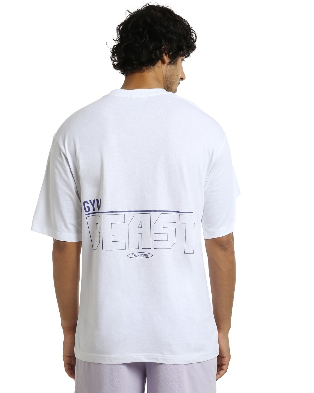 Buy Men's White Gym Beast Typography Oversized T-shirt Online at Bewakoof