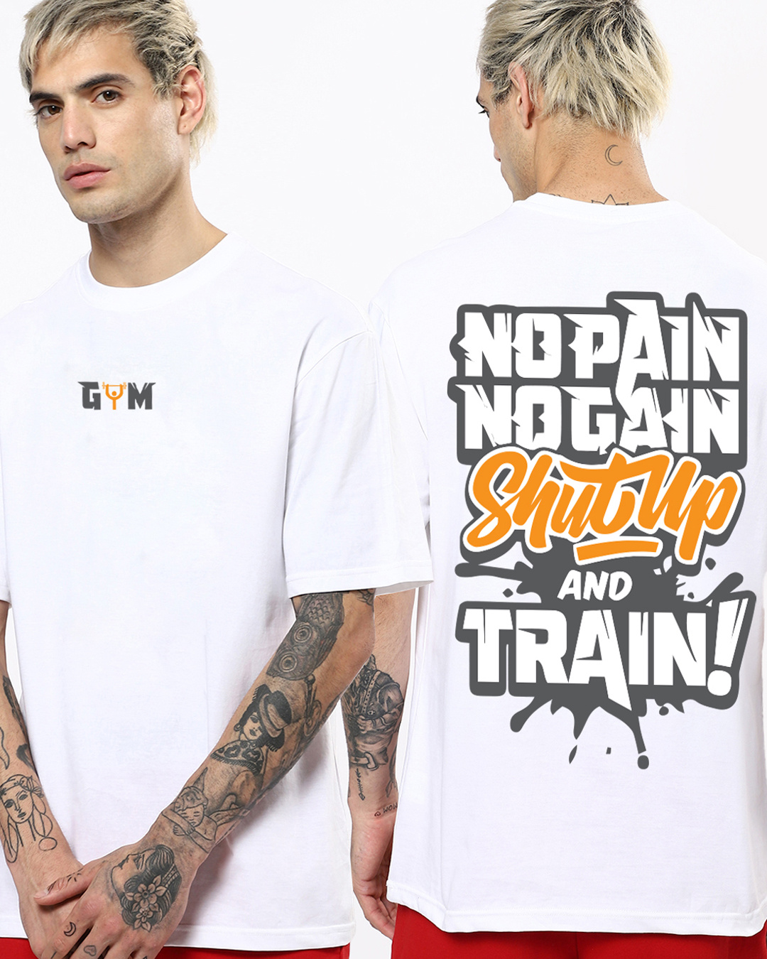 Buy Men's White Heavyweight Typography Oversized T-shirt Online at Bewakoof