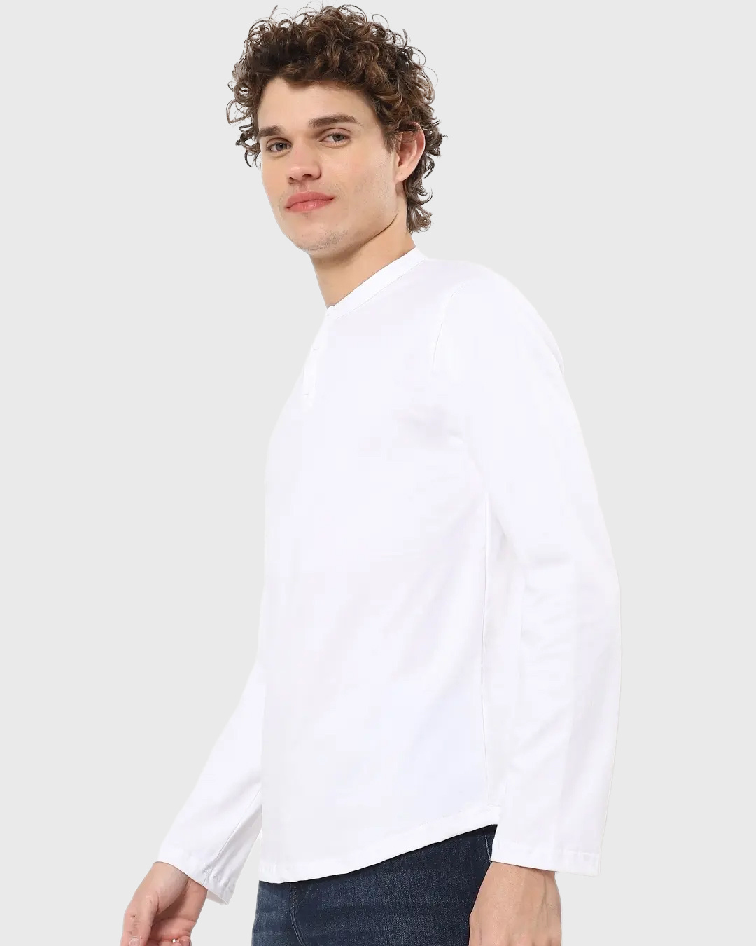 Buy Men's White Henley T-shirt Online at Bewakoof