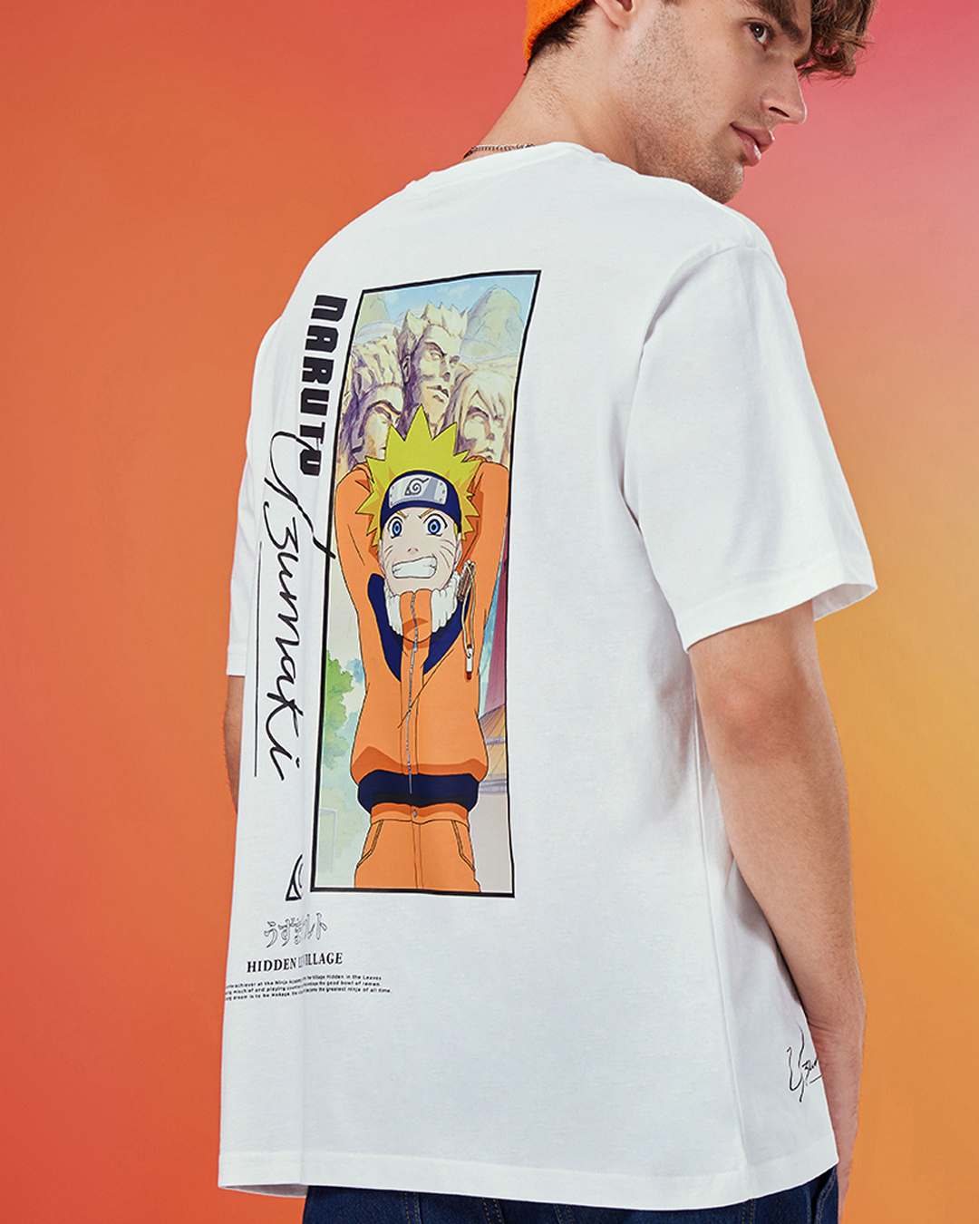 Buy Mens White Hidden Leaf Naruto Graphic Printed Oversized T Shirt