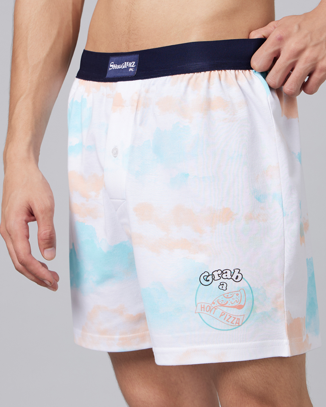 Buy Men's White Hot Pizza Tie & Dye Relaxed Fit Boxers Online in India ...