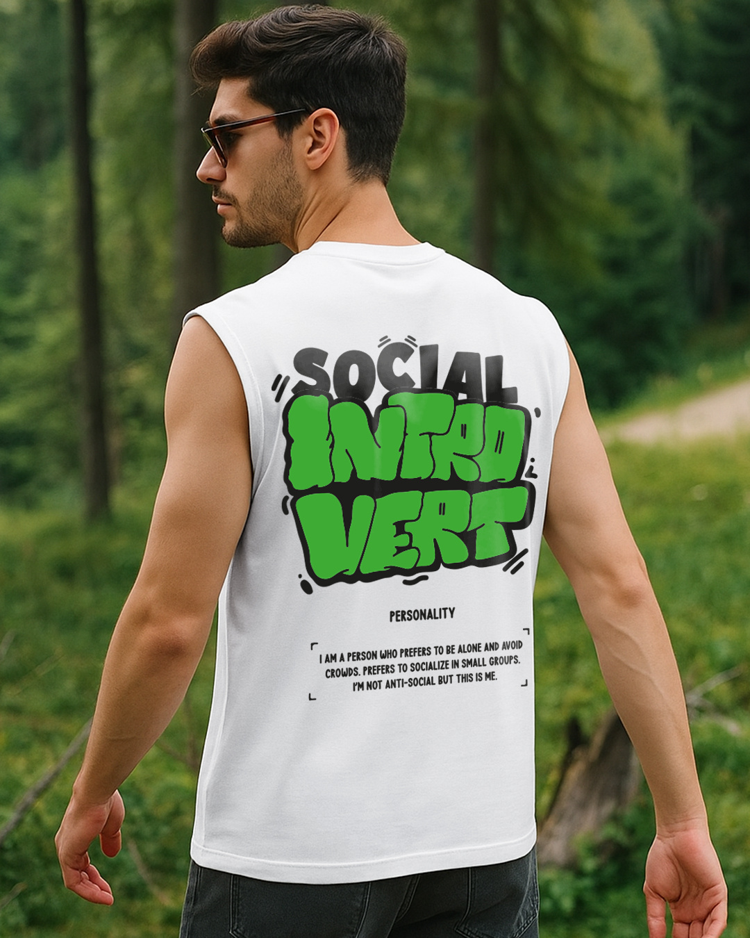 Buy Men's White Introvert Typography Boxy Fit Vest Online at Bewakoof
