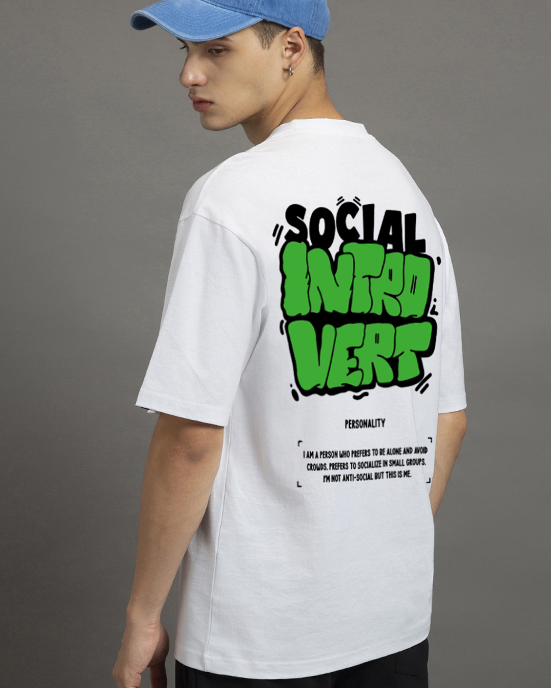 Buy Men's White Introvert Typography Oversized T-shirt Online at Bewakoof