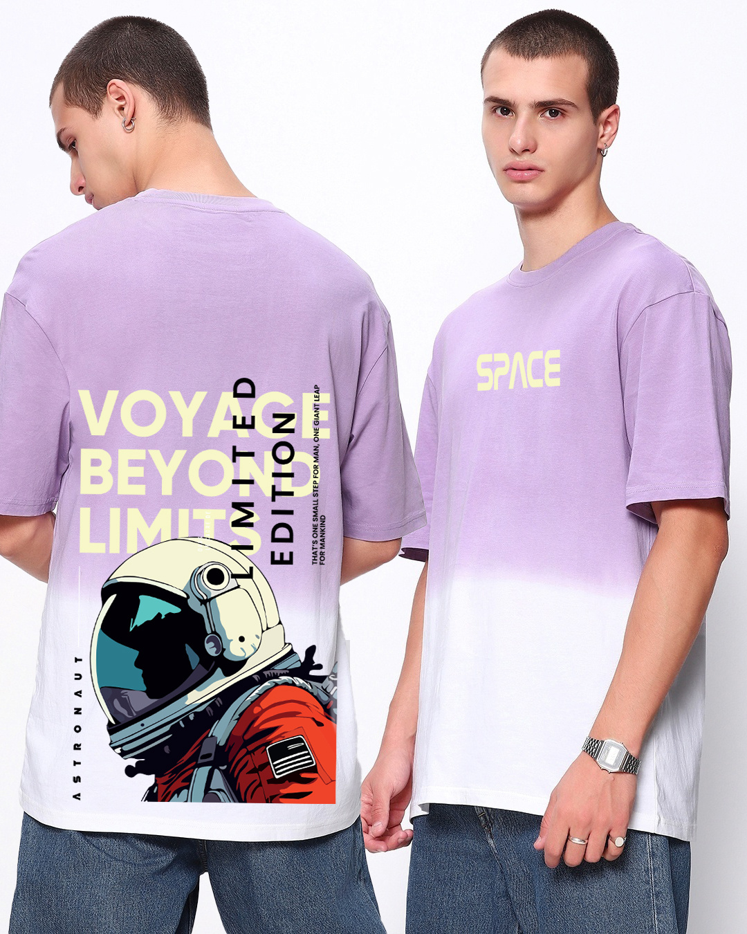 Buy Men's White & Purple Limited Edition Ombre Oversized T-shirt Online at Bewakoof