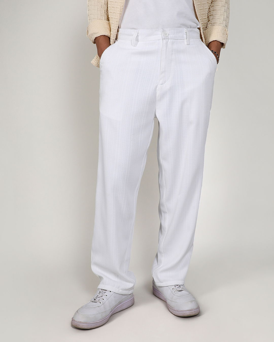 Buy Men's White Loose Comfort Fit Pants Online at Bewakoof