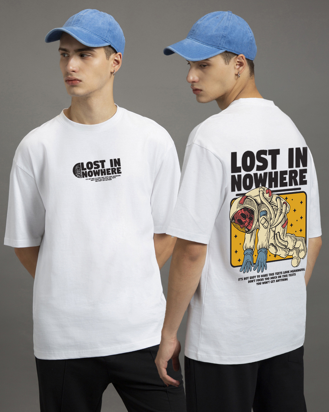 Buy Men's White Lost in Nowhere Graphic Printed Oversized T-shirt ...