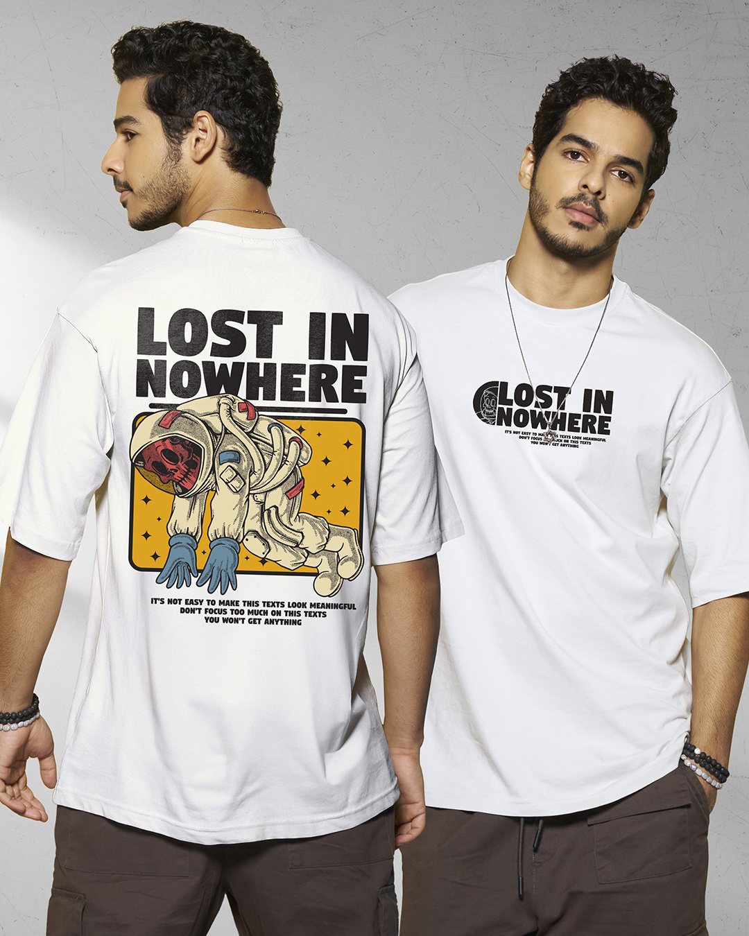 Buy Men's White Lost in Nowhere Graphic Printed Oversized T-shirt ...