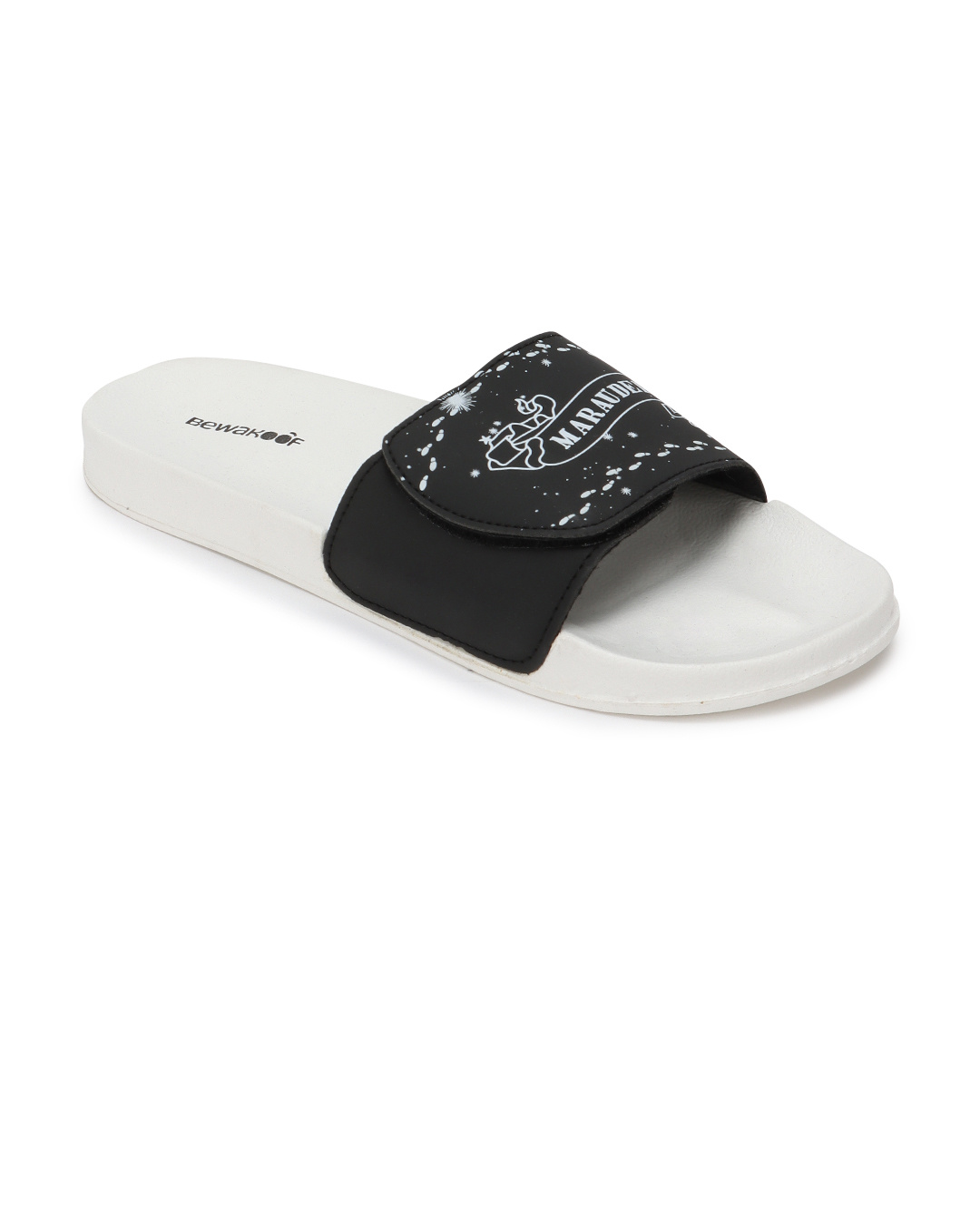 Buy Men's White Marauders Map Velcro Sliders Online in India at Bewakoof