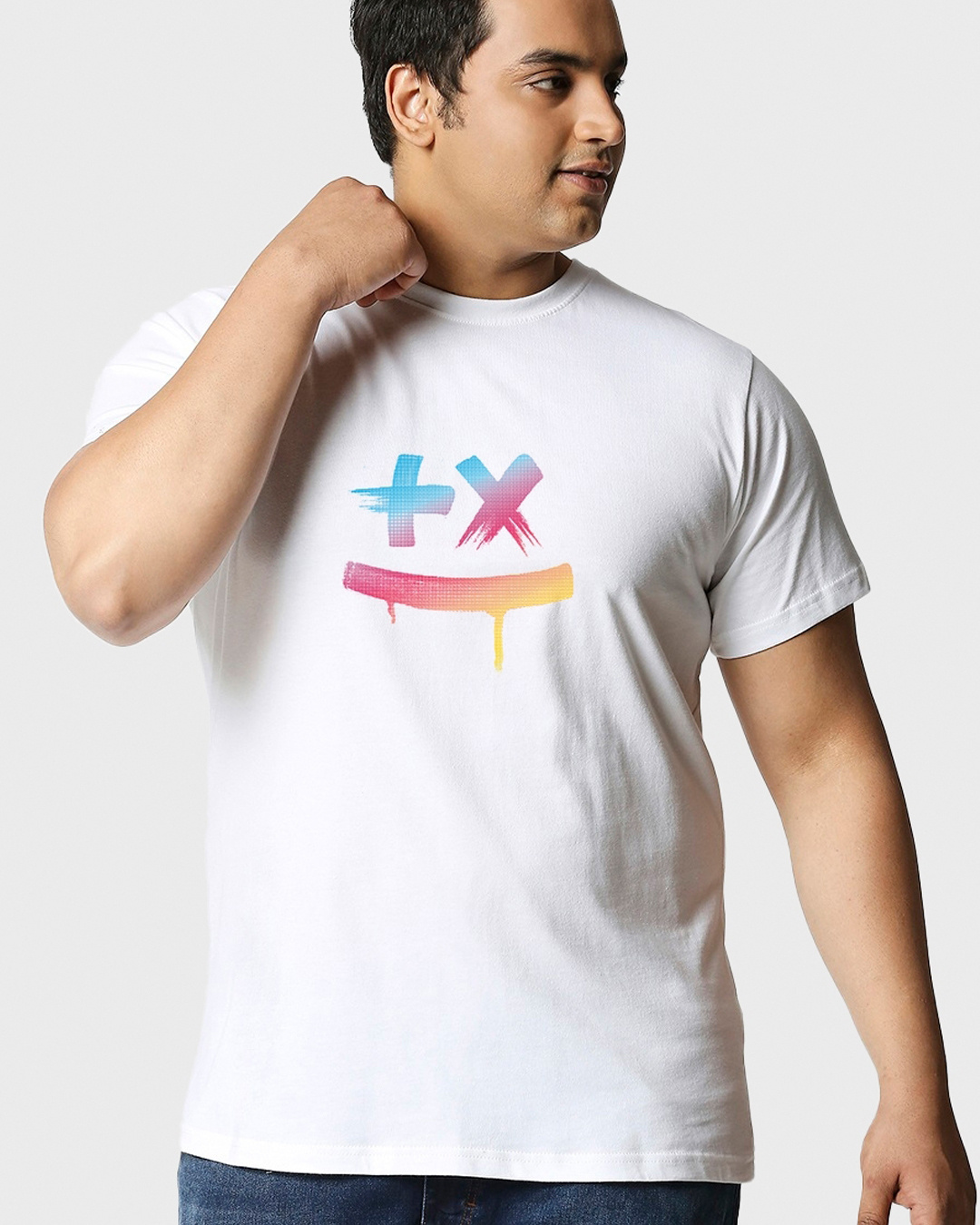 Buy Men's White Martin Garrix Colorful Graphic Printed Plus Size T ...