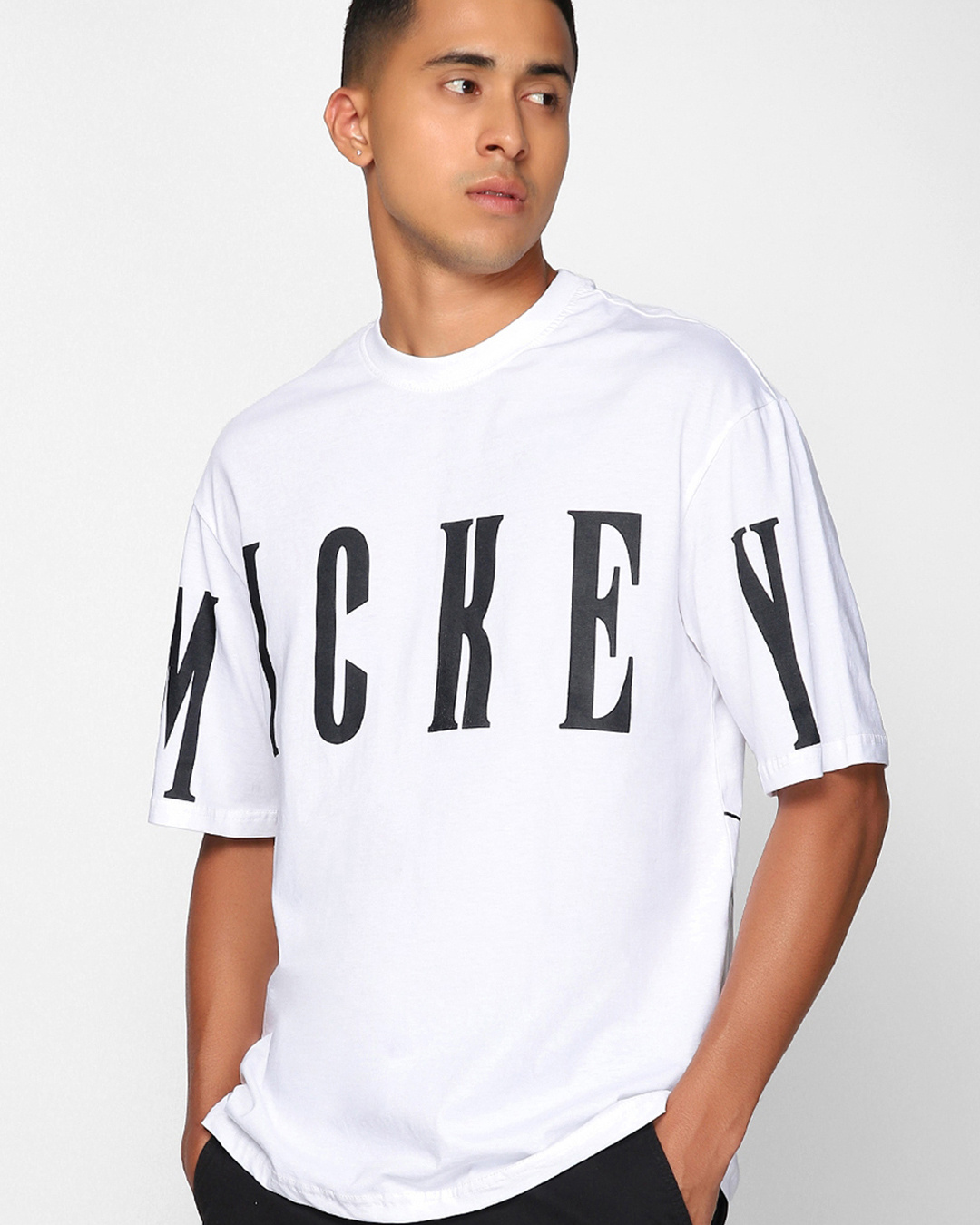 Buy Men's White Mickey Move Graphic Printed Oversized Plus Size T-shirt ...