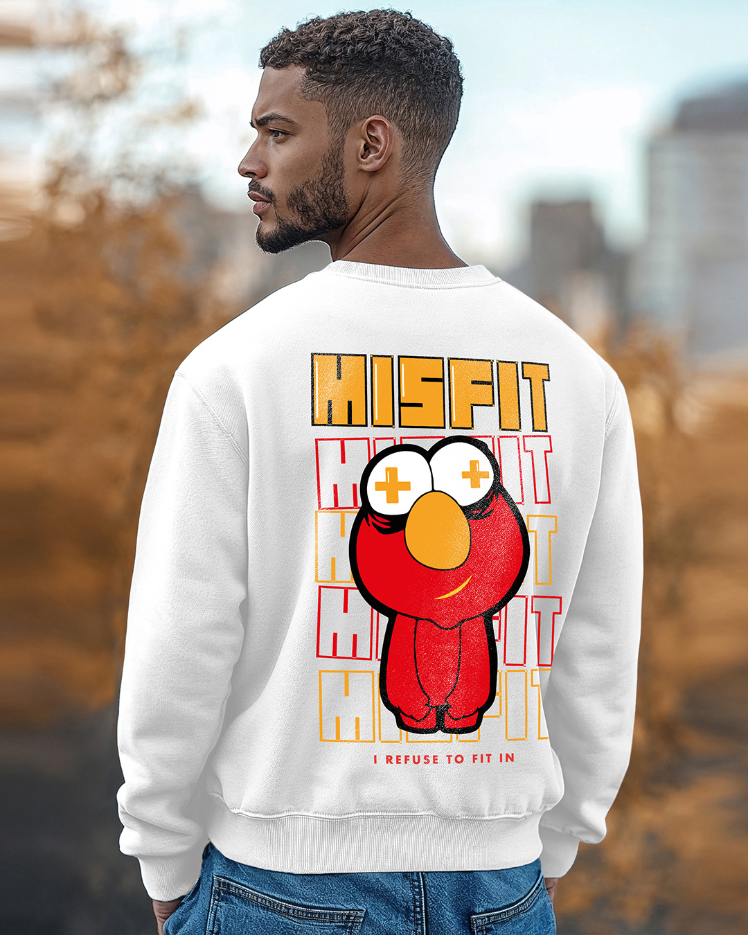 Buy Men's White Misfit Graphic Printed Sweatshirt Online at Bewakoof