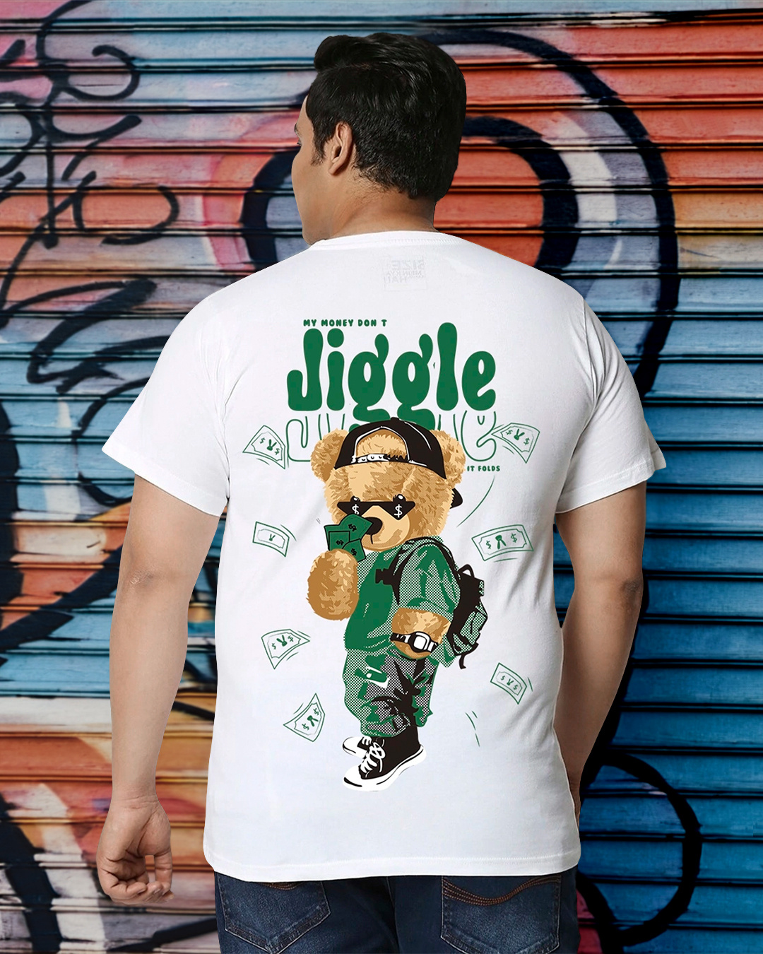 Buy Men's White Money Don't Jiggle Graphic Printed Plus Size T-shirt ...