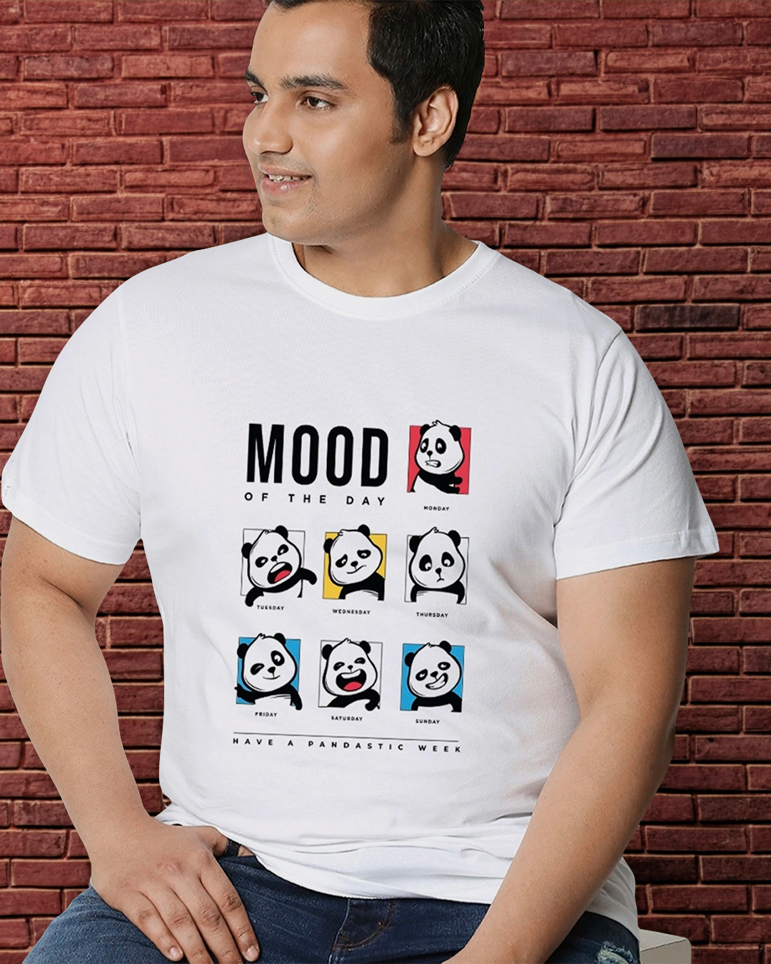 Buy Men's White MOTD Panda Graphic Printed Plus Size T-shirt Online at ...