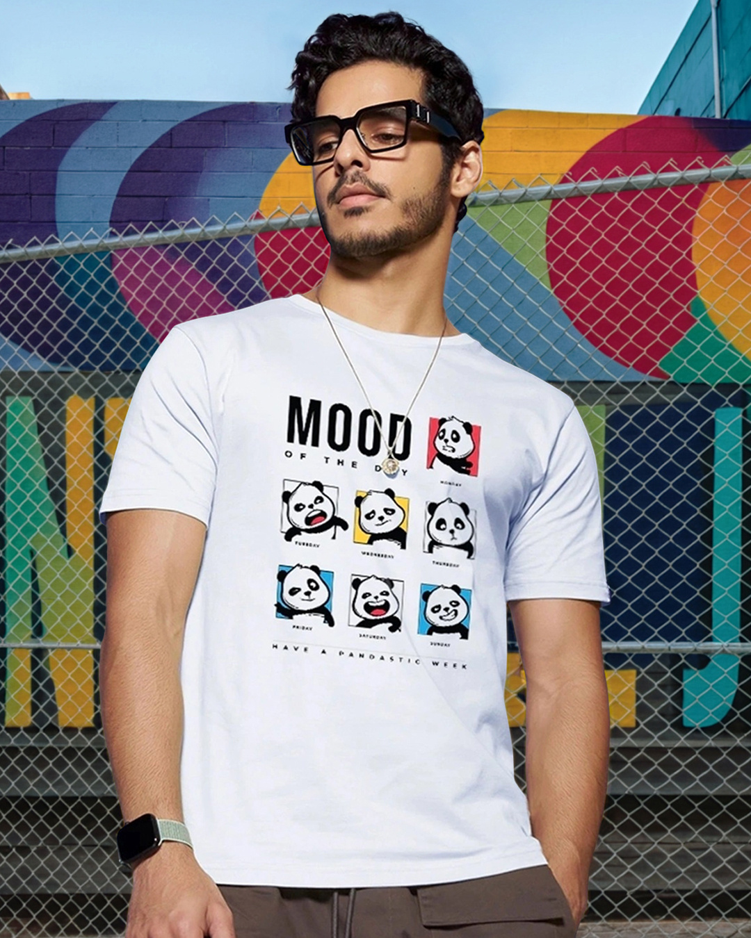 Buy Men's White MOTD Panda Graphic Printed T-shirt Online at Bewakoof
