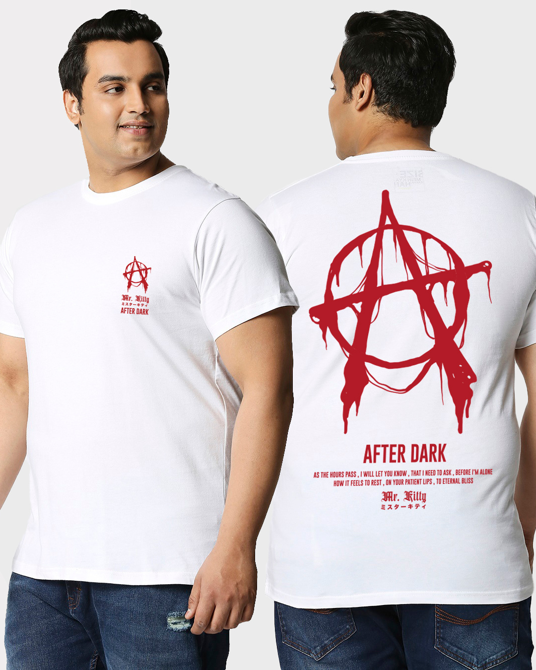 Buy Men's White Mr Kitty Afterdark Graphic Printed Plus Size T-shirt ...