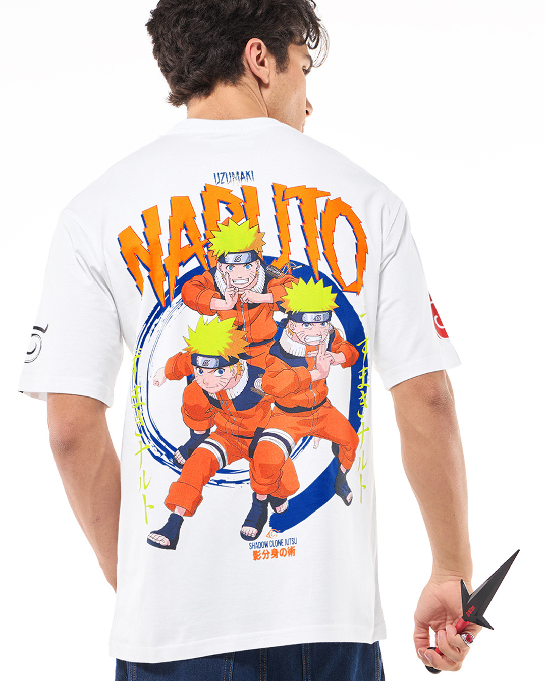 Buy Men's White Naruto Clone Graphic Printed Oversized T-shirt Online ...