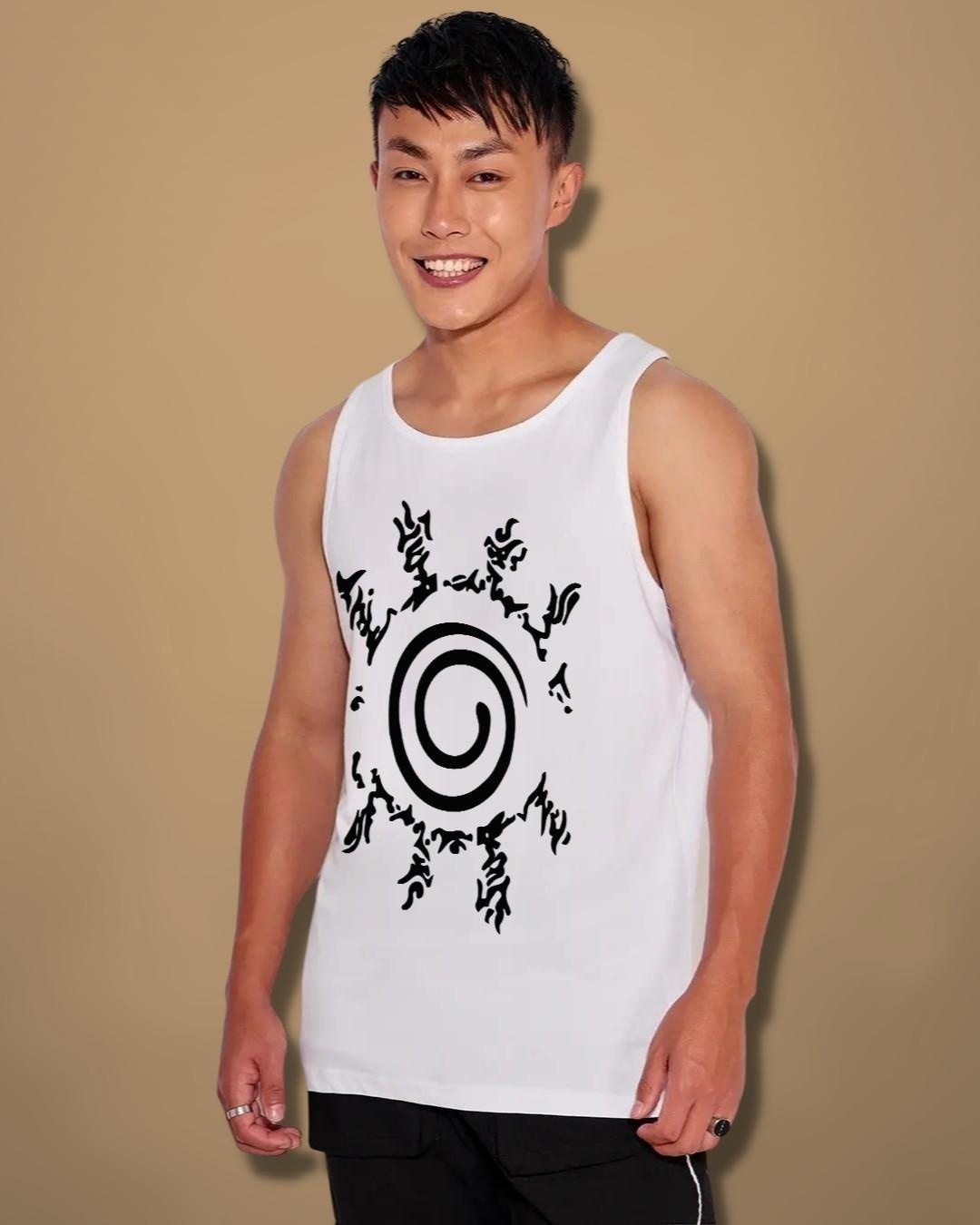 Buy Men's White Naruto Seal Anime Graphic Printed Vest Online at Bewakoof