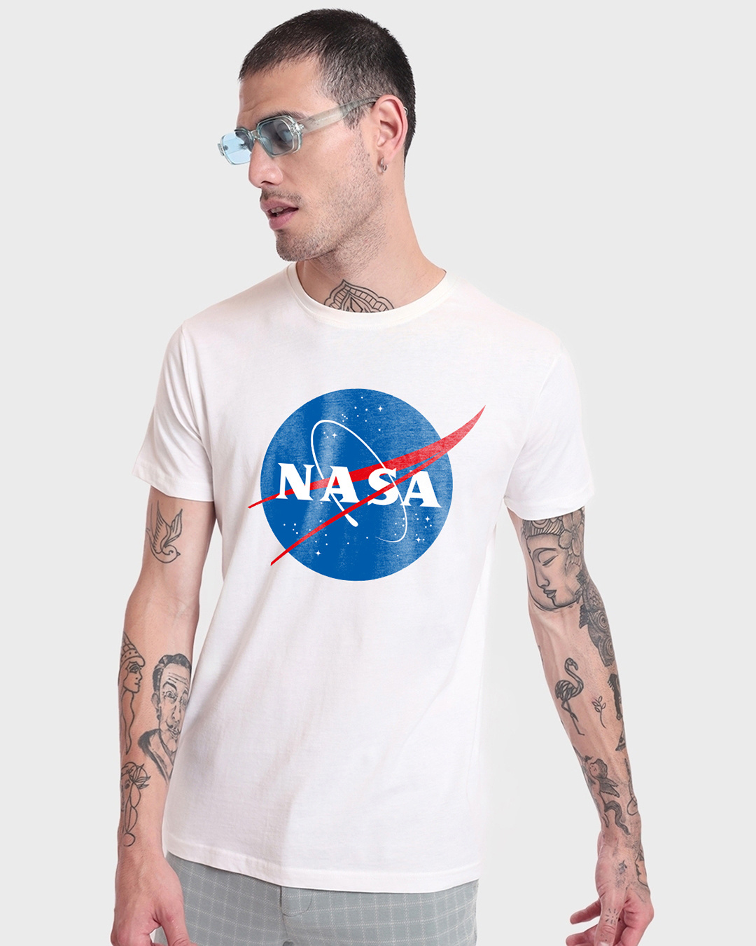 Buy Men's White NASA Meatball Logo Graphic Printed T-shirt Online at Bewakoof
