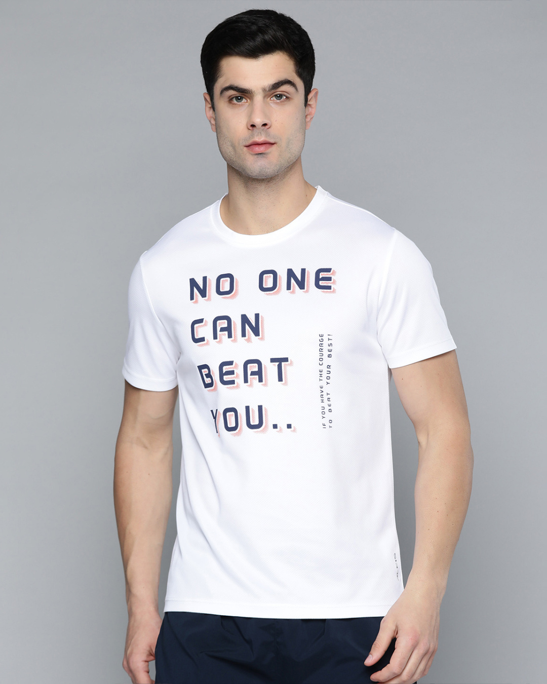 Buy Men s White No One Can Beat You Typography Slim Fit T shirt For Men