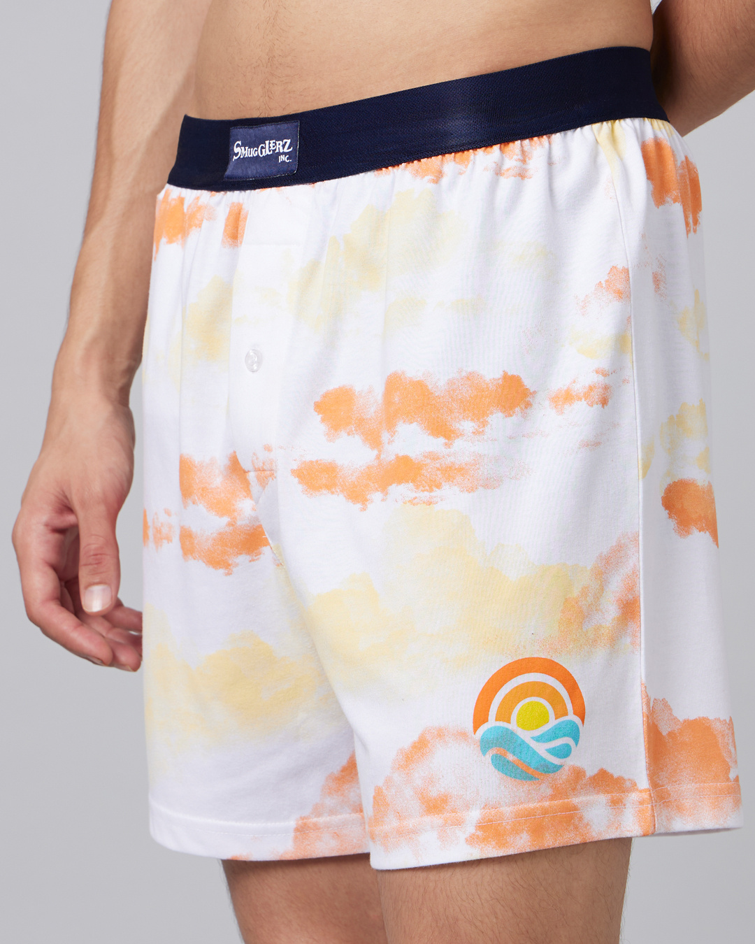 Buy Men's White & Orange Summer Vibes Tie & Dye Relaxed Fit Boxers ...