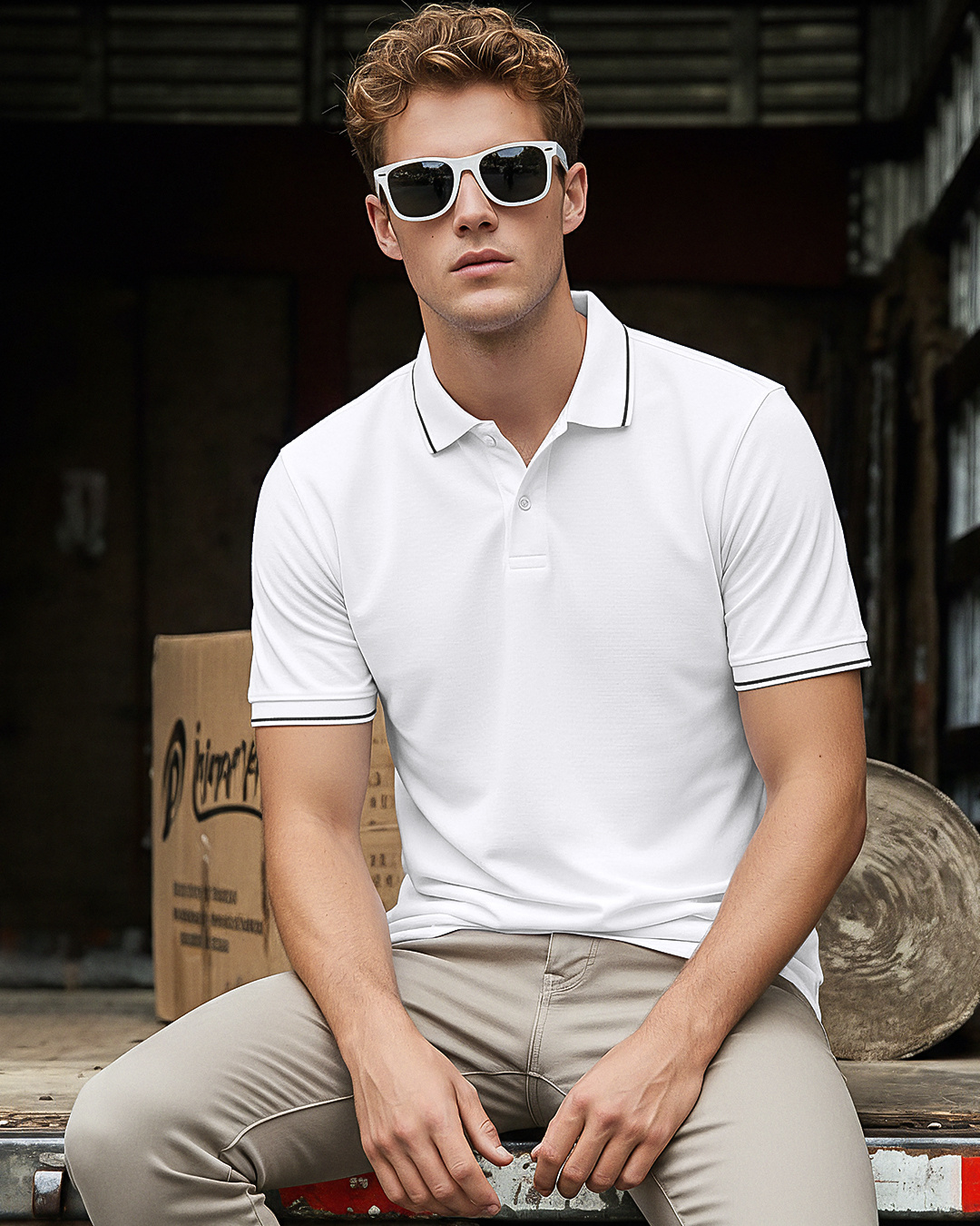 Buy Men's White Polo T-shirt Online at Bewakoof