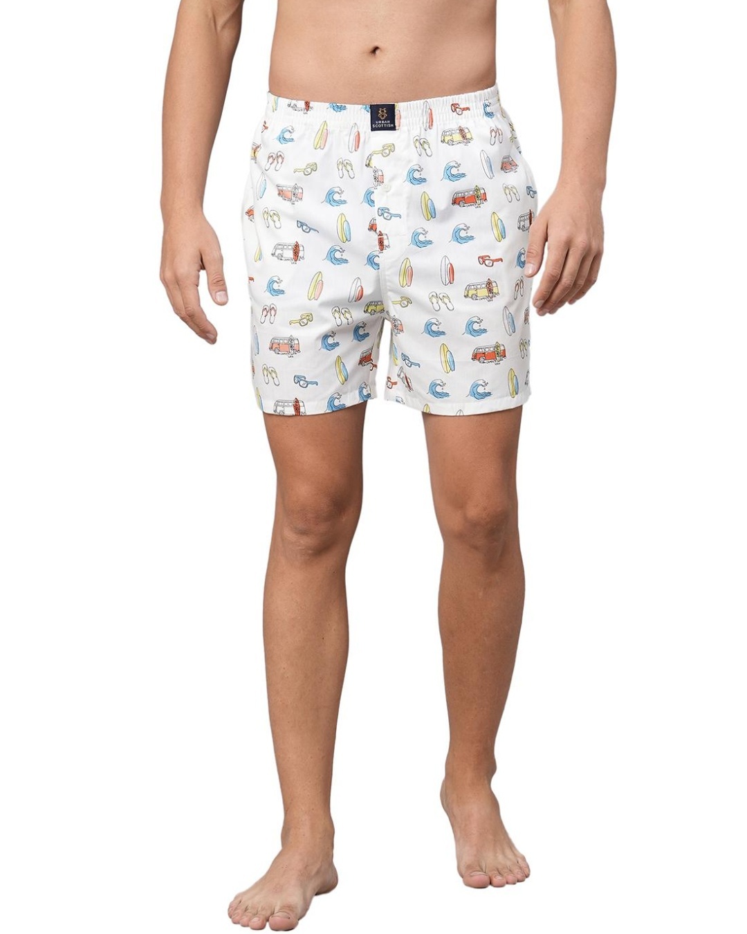 Buy Men's White Printed Relaxed Fit Boxers Online in India at Bewakoof