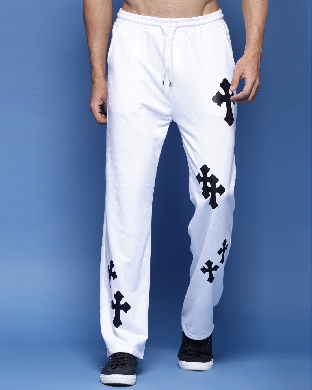 Buy Men's White Printed Relaxed Fit Track Pants Online at Bewakoof