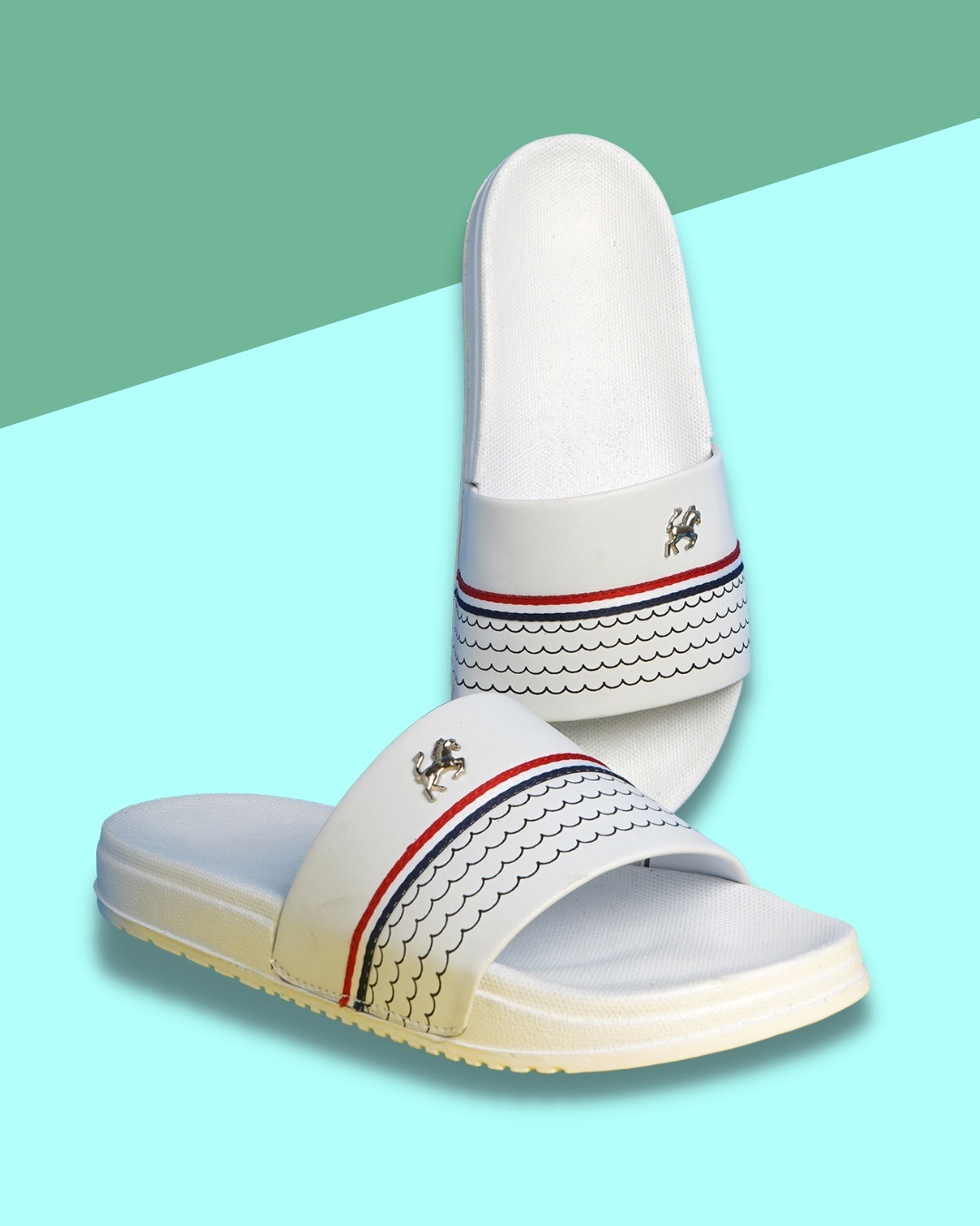 Buy Men's White Printed Sliders Online in India at Bewakoof