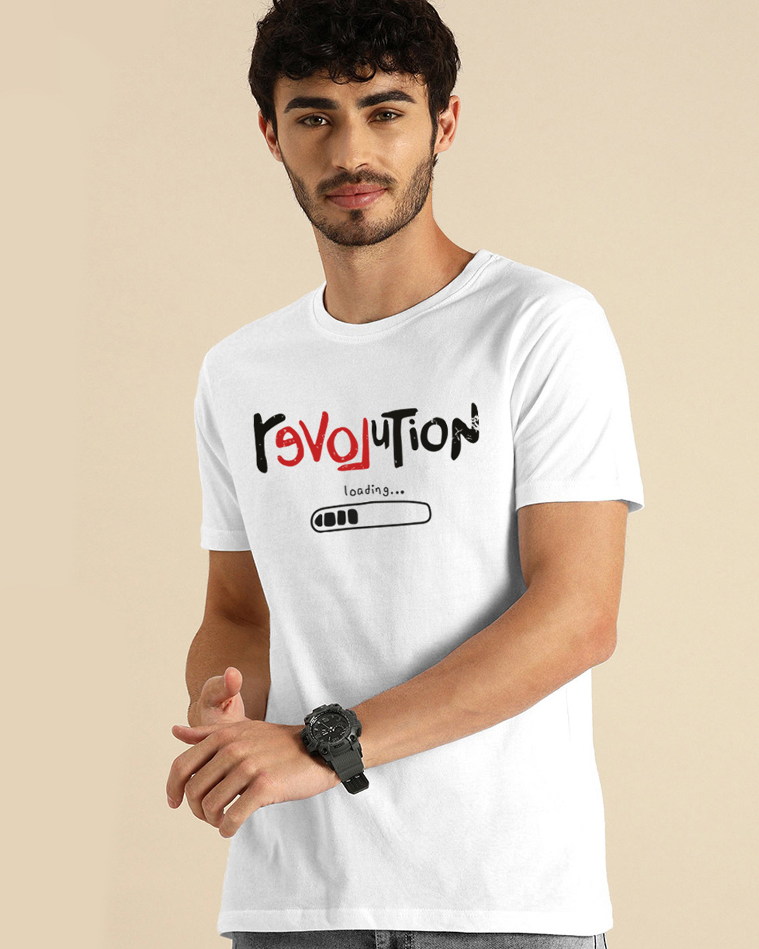 Buy Men's White Revolution Loading Graphic Printed T-shirt Online at ...