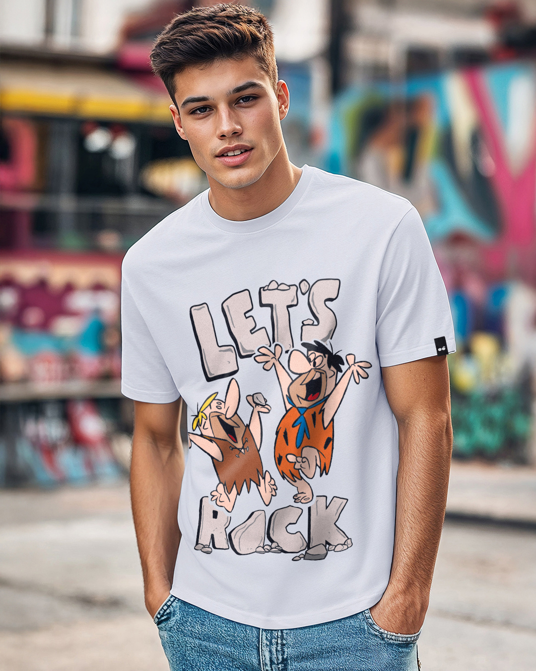 Buy Men's White Rock N Roll Graphic Printed T-shirt Online at Bewakoof