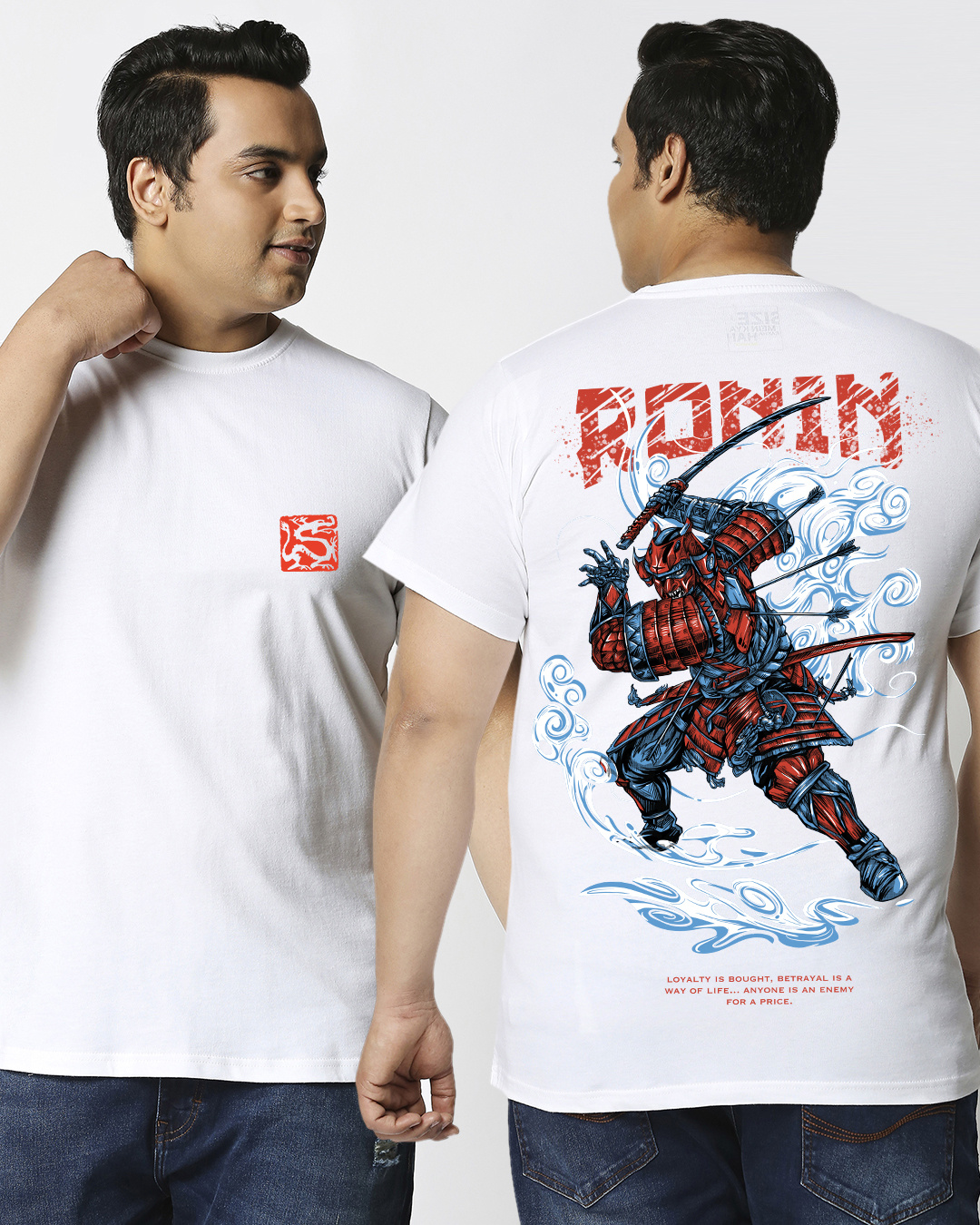 Buy Men's White Ronin Graphic Printed Oversized Plus Size T-shirt ...