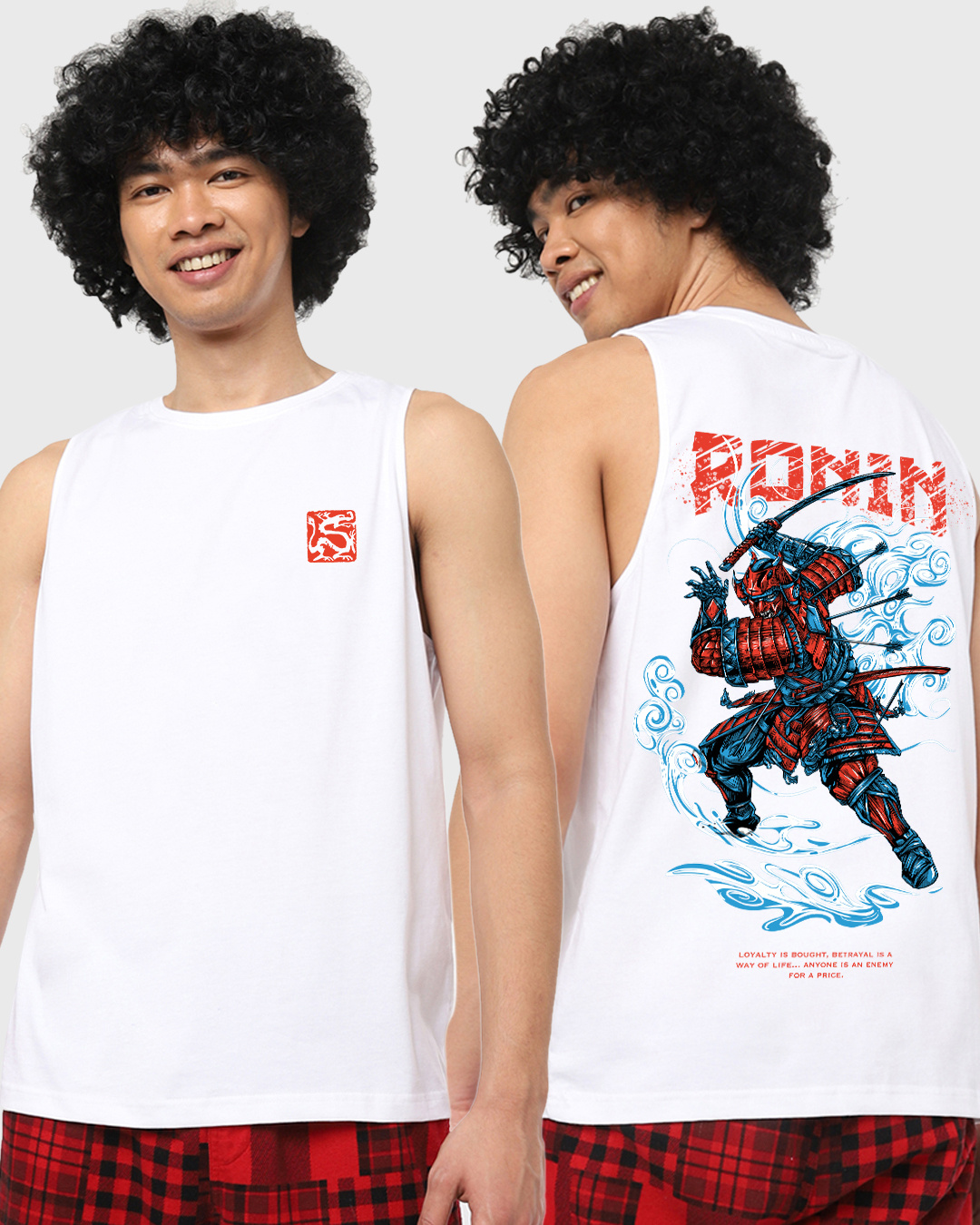 Buy Men's White Ronin Graphic Printed Vest Online at Bewakoof
