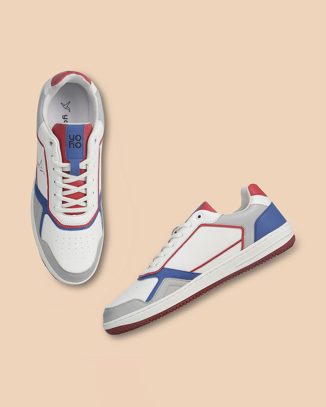 Buy Men's White & Royal Blue Colorblock Sneakers Online in India at ...