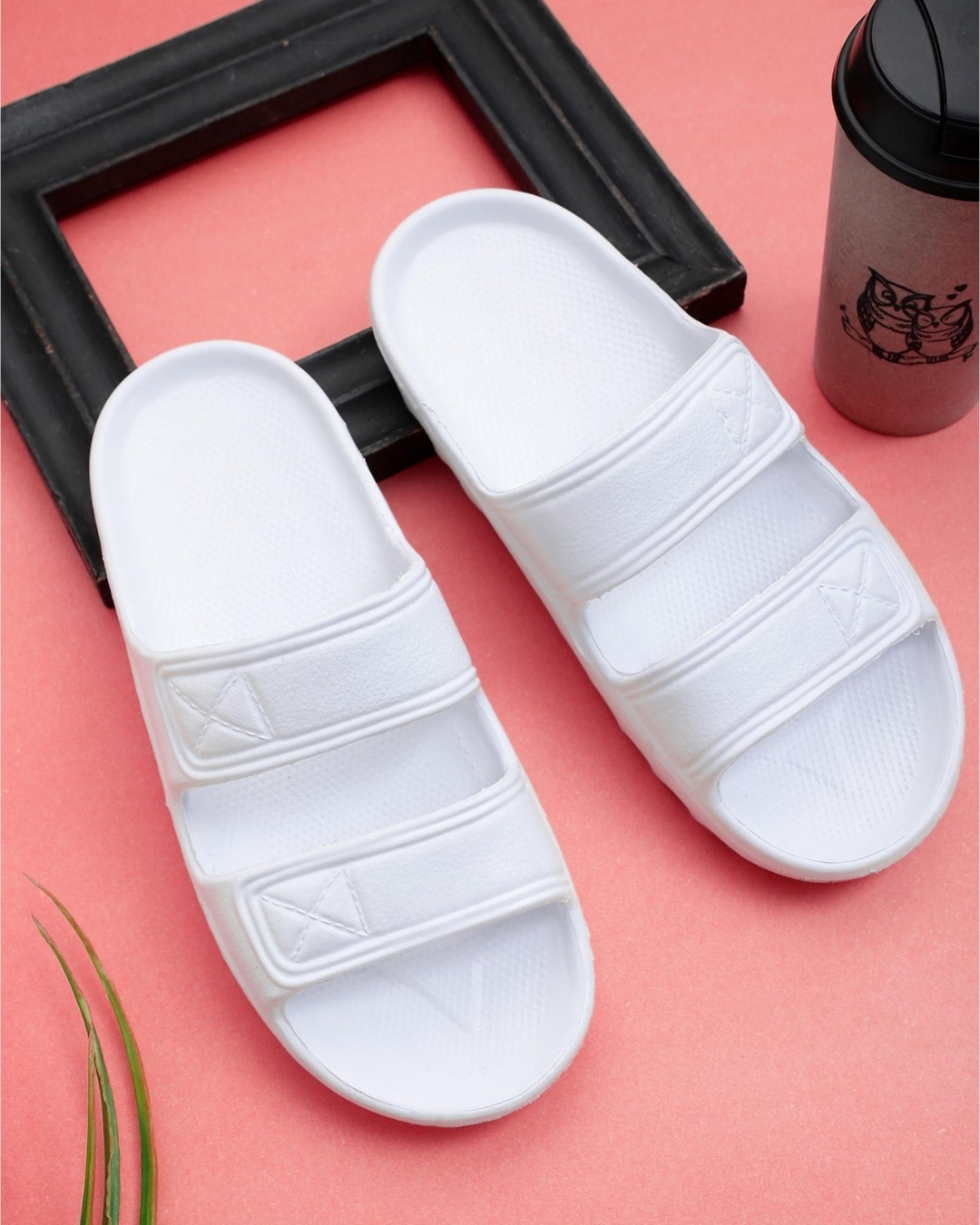 Buy Men's White Self Designed Sliders Online in India at Bewakoof