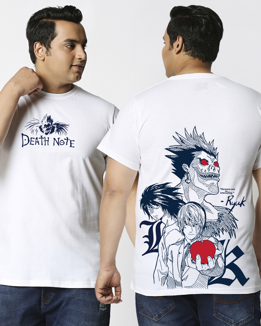 Buy Men's White Shinigami Ryuk Graphic Printed Oversized Plus Size T ...