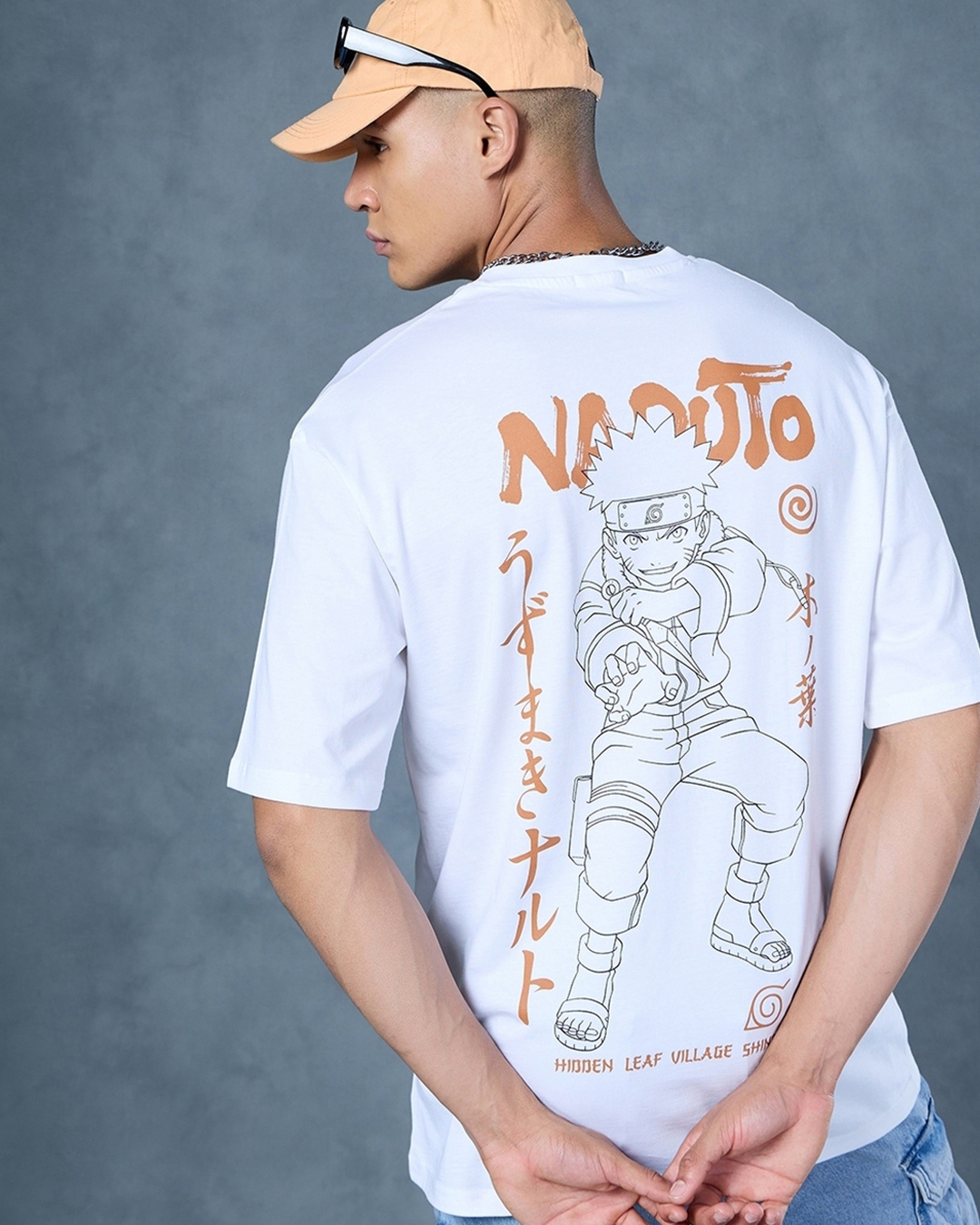 Buy Men's White Shinobi Graphic Printed Oversized T-shirt Online at ...
