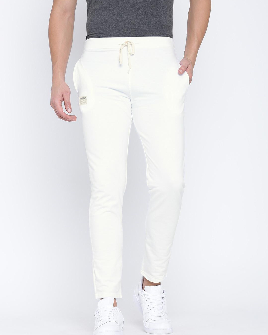 Buy Men's White Slim Fit Track Pants Online at Bewakoof