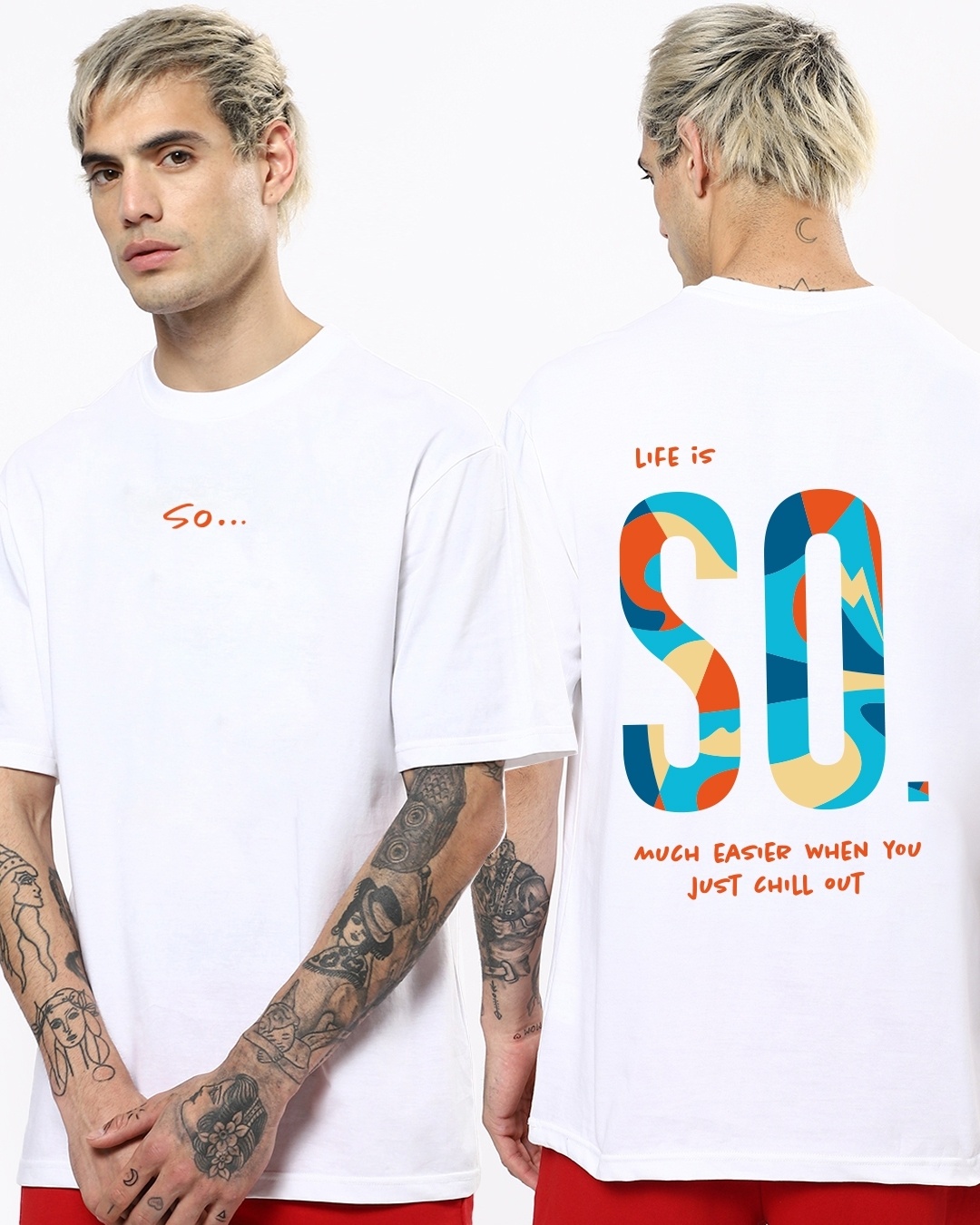 Buy Men's White So Typography Oversized T-shirt Online at Bewakoof