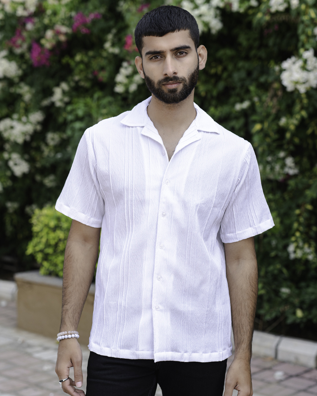 Buy Mens White Striped Oversized Shirt Online At Bewakoof