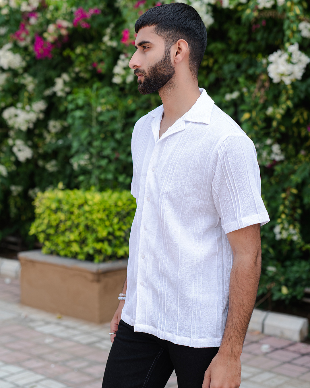 Buy Mens White Striped Oversized Shirt Online At Bewakoof