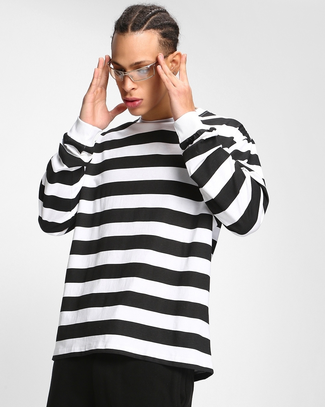 Buy Mens White Striped Oversized T Shirt Online At Bewakoof