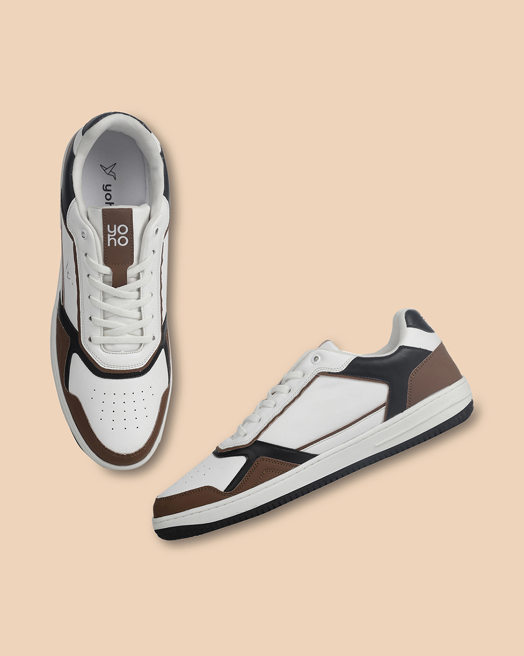 Buy Men's White & Tan Colorblock Sneakers Online in India at Bewakoof