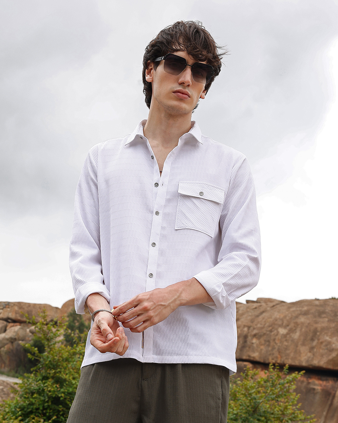 Buy Men's White Textured Shirt Online at Bewakoof