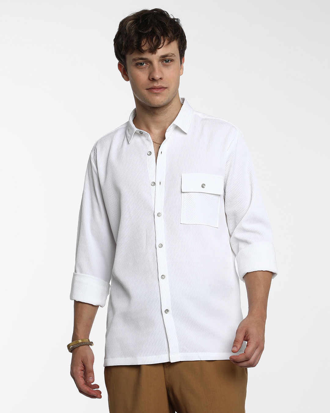 Buy Men's White Textured Shirt Online at Bewakoof